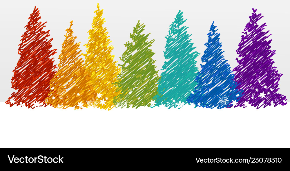 Christmas trees in rainbow colors Royalty Free Vector Image