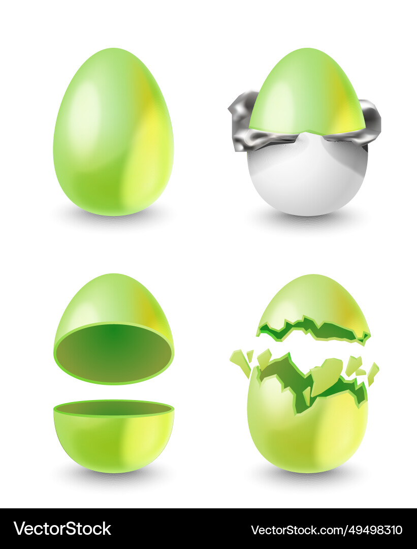 Cracked & Broken Easter Eggs Set Royalty Free Vector