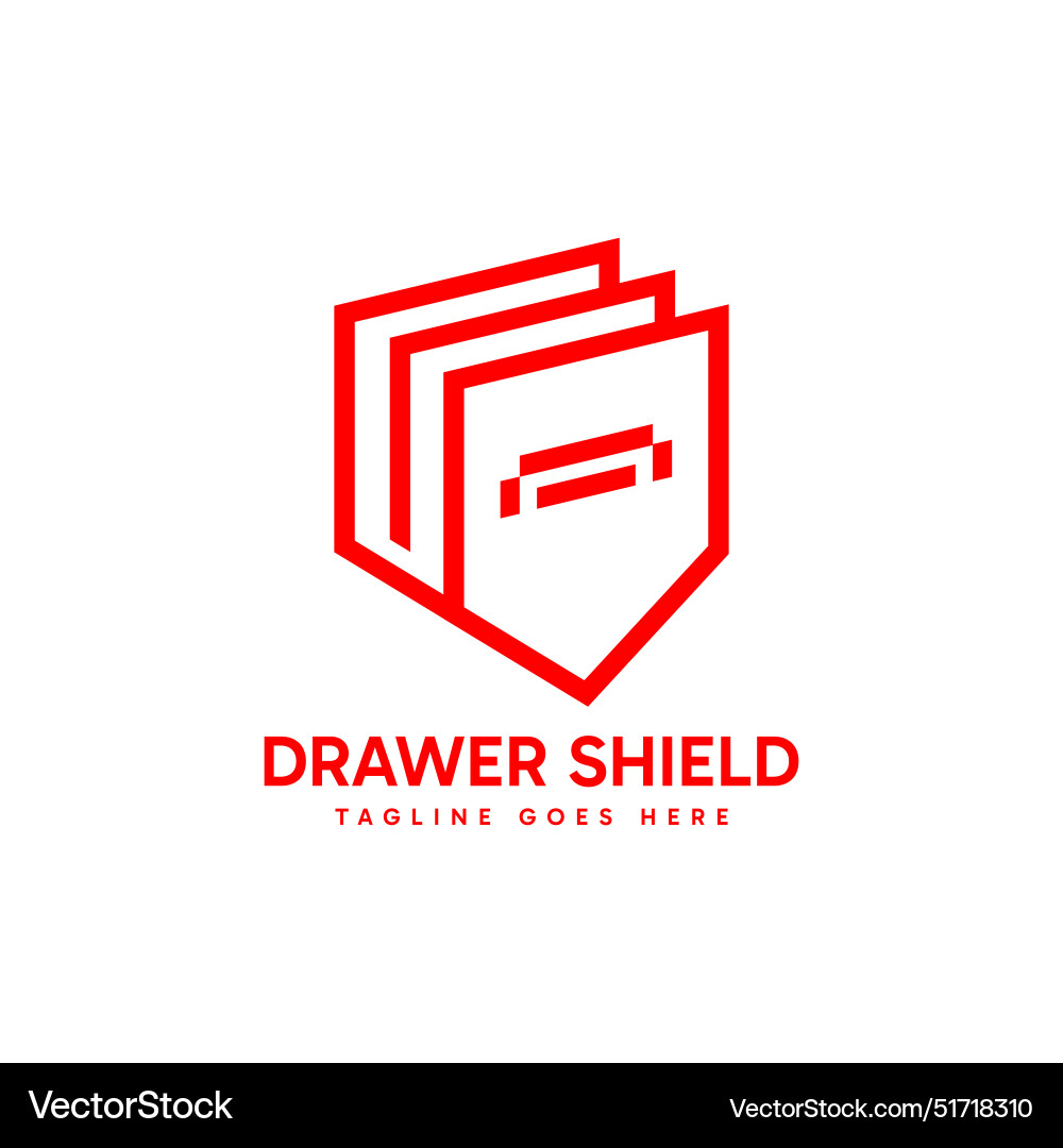 Drawer shield logo with minimalist geometric Vector Image