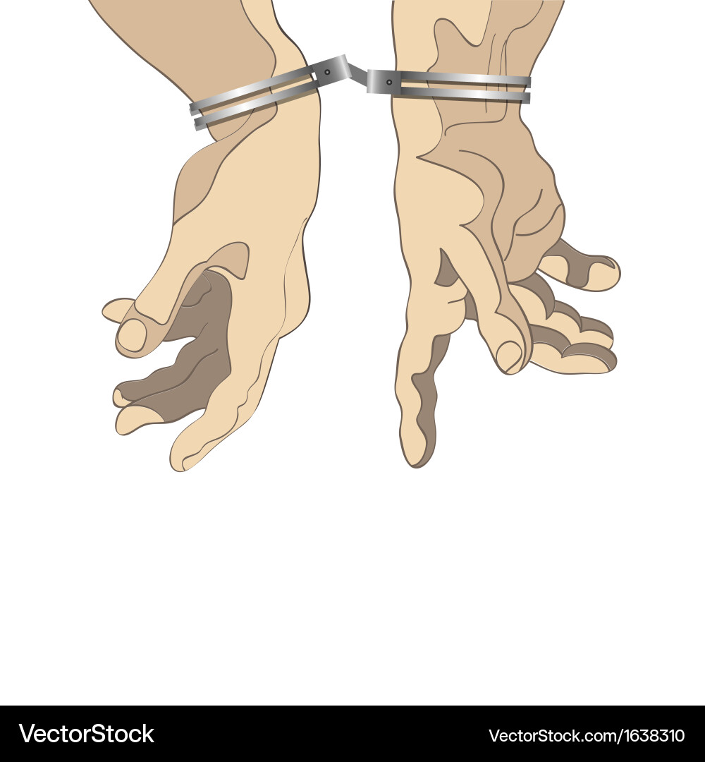 Man hands with handcuffs Royalty Free Vector Image