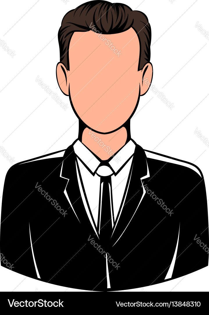 Man in black suit icon cartoon Royalty Free Vector Image
