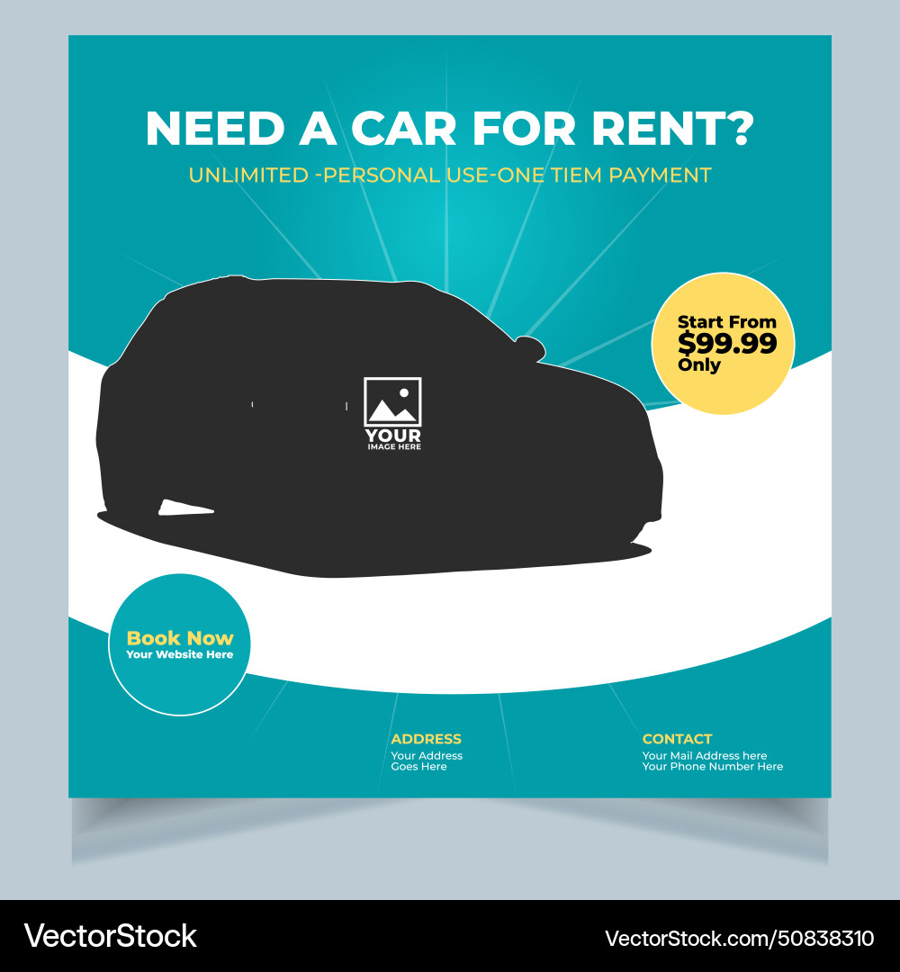 New car for rent brochure flyer design template Vector Image