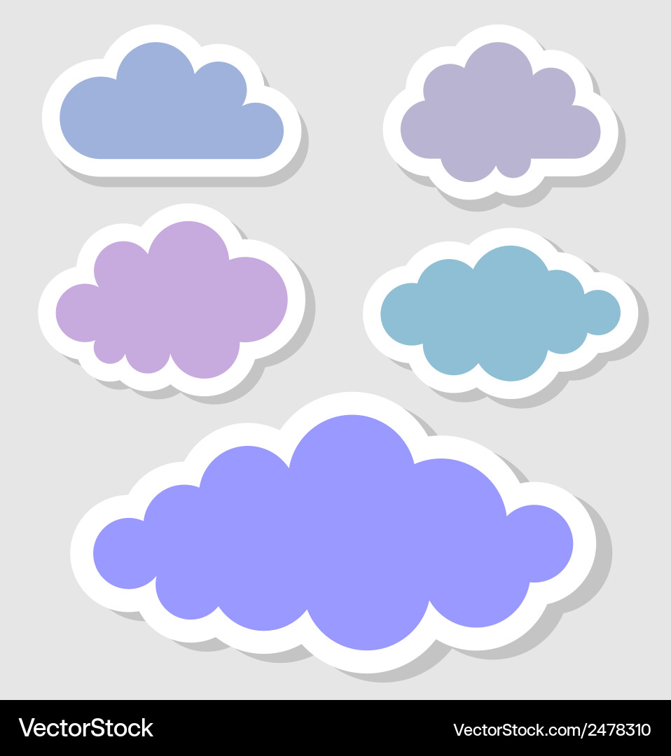Set of paper clouds for your design Royalty Free Vector