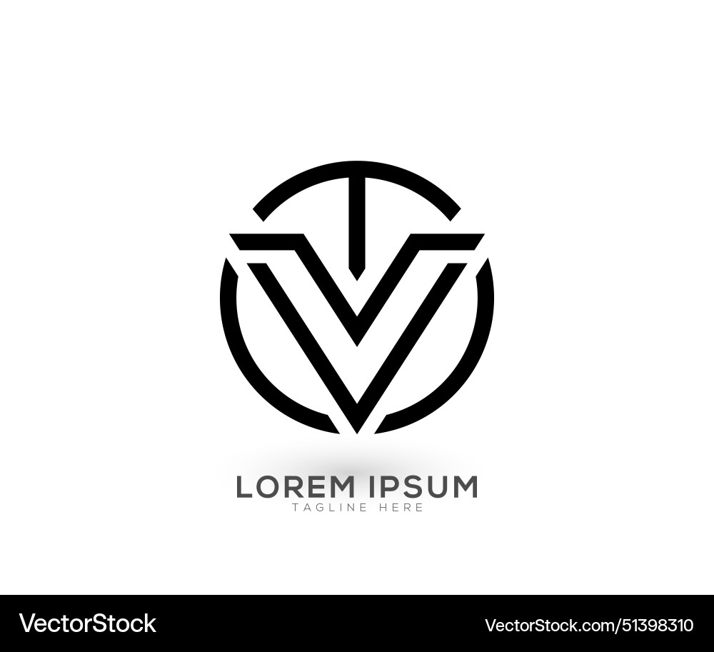 Vt letter logo circle design template Royalty Free Vector