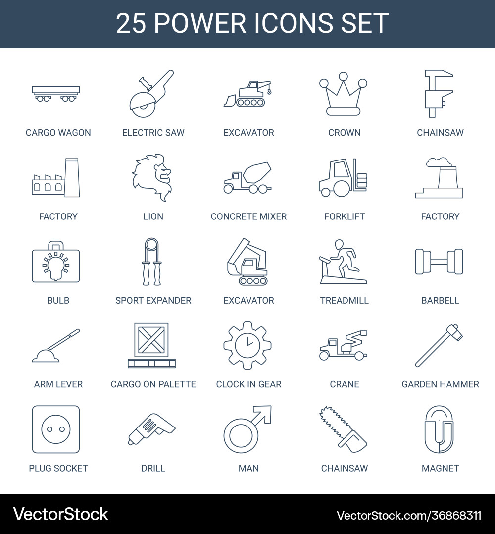 25 power icons Royalty Free Vector Image - VectorStock