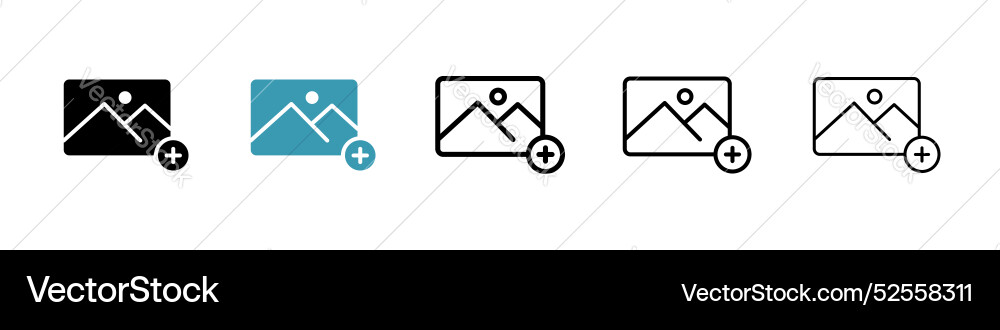 Add photos icon set on white background Royalty Free Vector