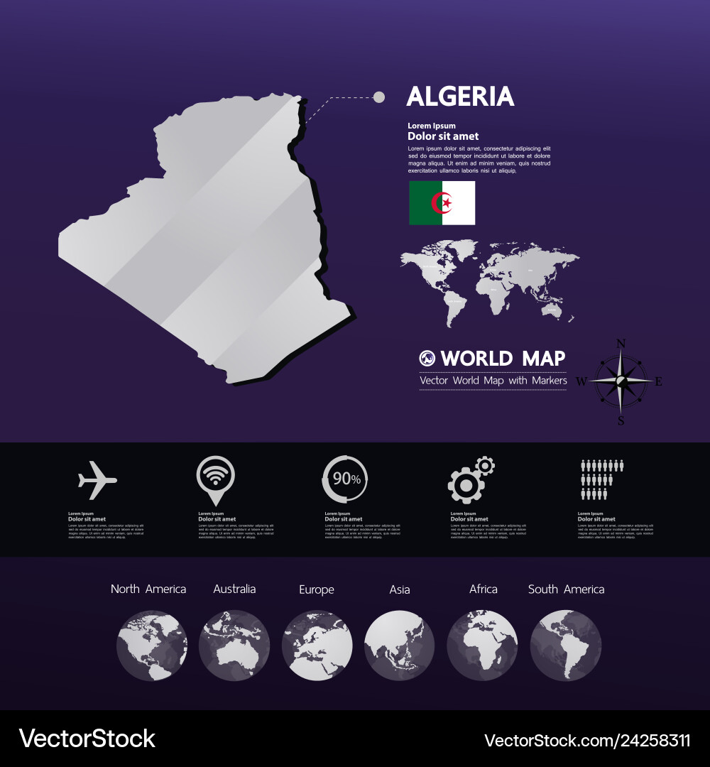 Algeria map Royalty Free Vector Image - VectorStock