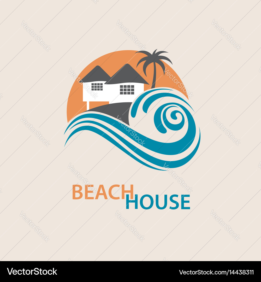 Beach house logo Royalty Free Vector Image - VectorStock