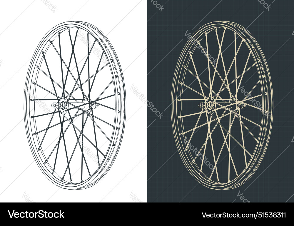 Bicycle rim isometric blueprints Royalty Free Vector Image
