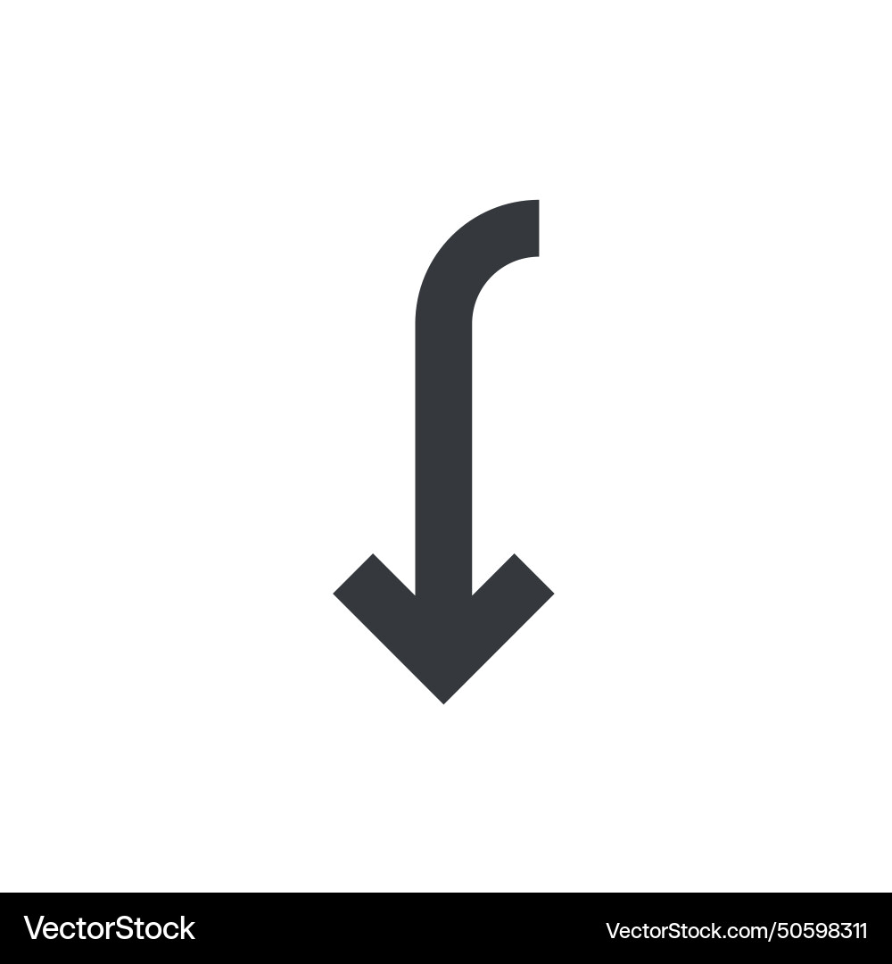 Down key icon arrow isolated on white Royalty Free Vector