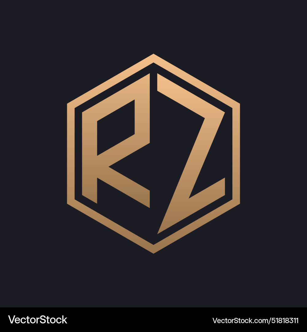 Elegant hexagon letter rz logo design initial Vector Image