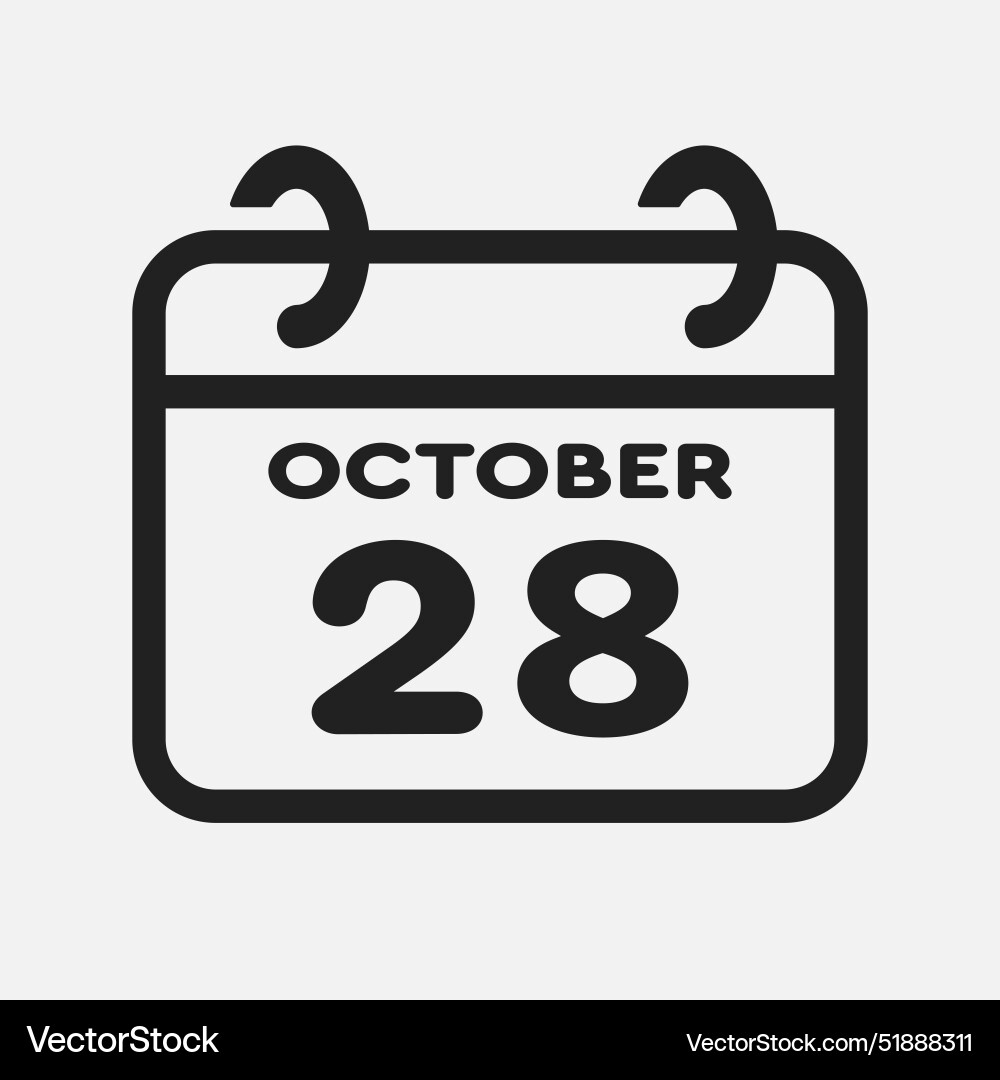 Icon page calendar day - 28 october Royalty Free Vector