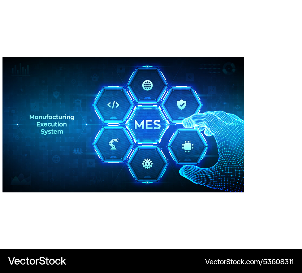 Mes manufacturing execution system automation Vector Image