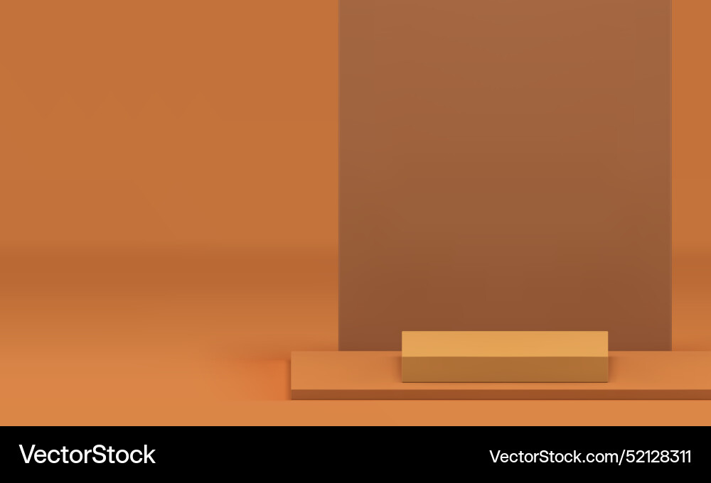 Minimal 3d brown podium stand render banner mock Vector Image