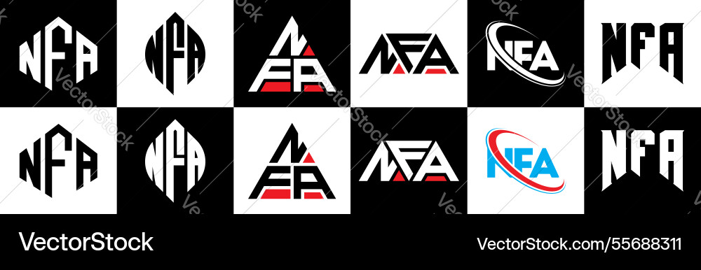 Nfa letter logo design in six style polygon Vector Image