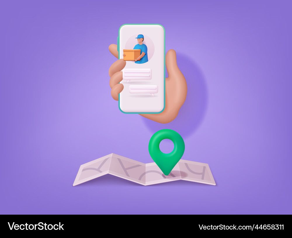 Phone with delivery app service man Royalty Free Vector