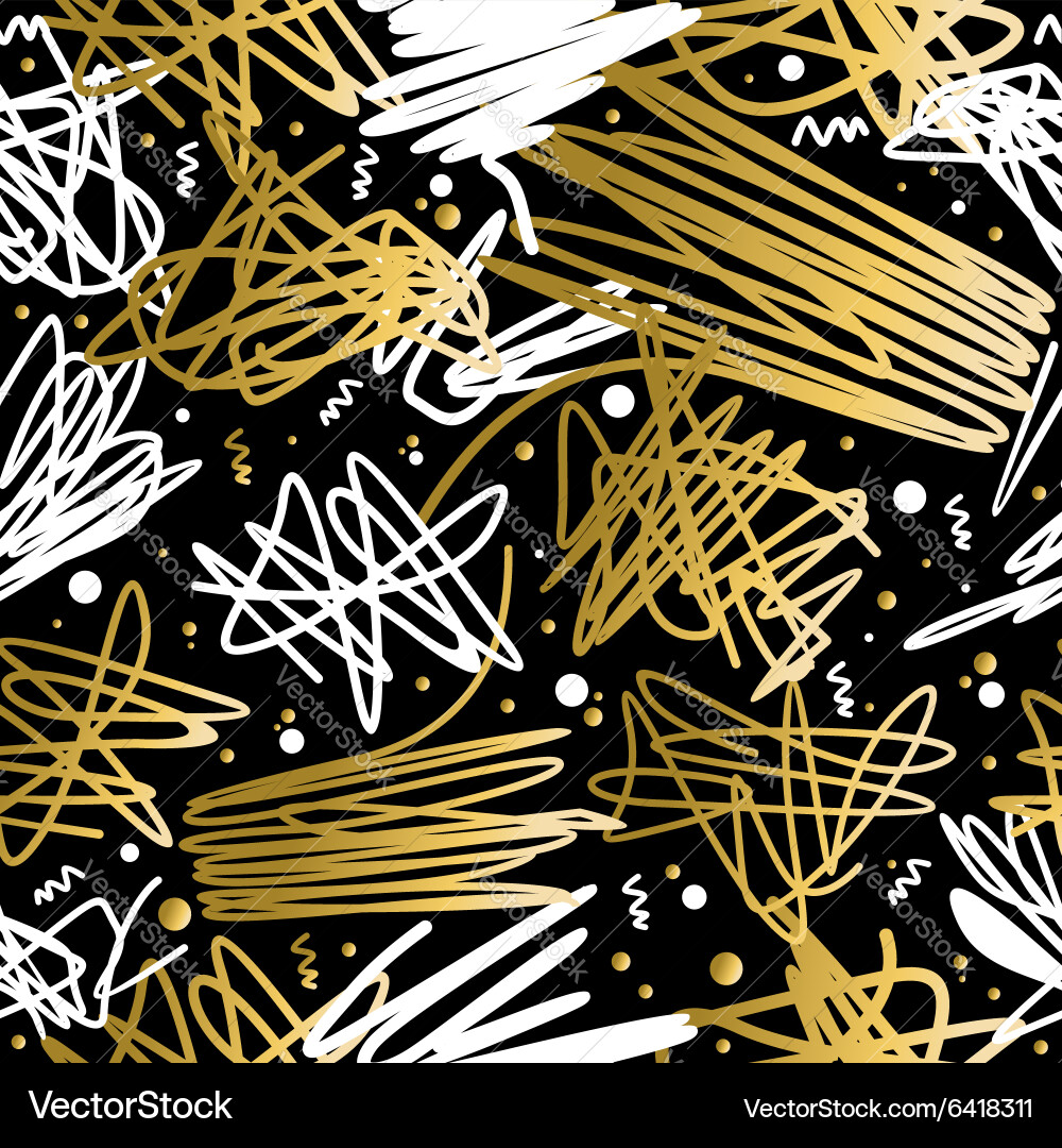 Retro Gold Scribble Pattern Royalty Free Vector Image