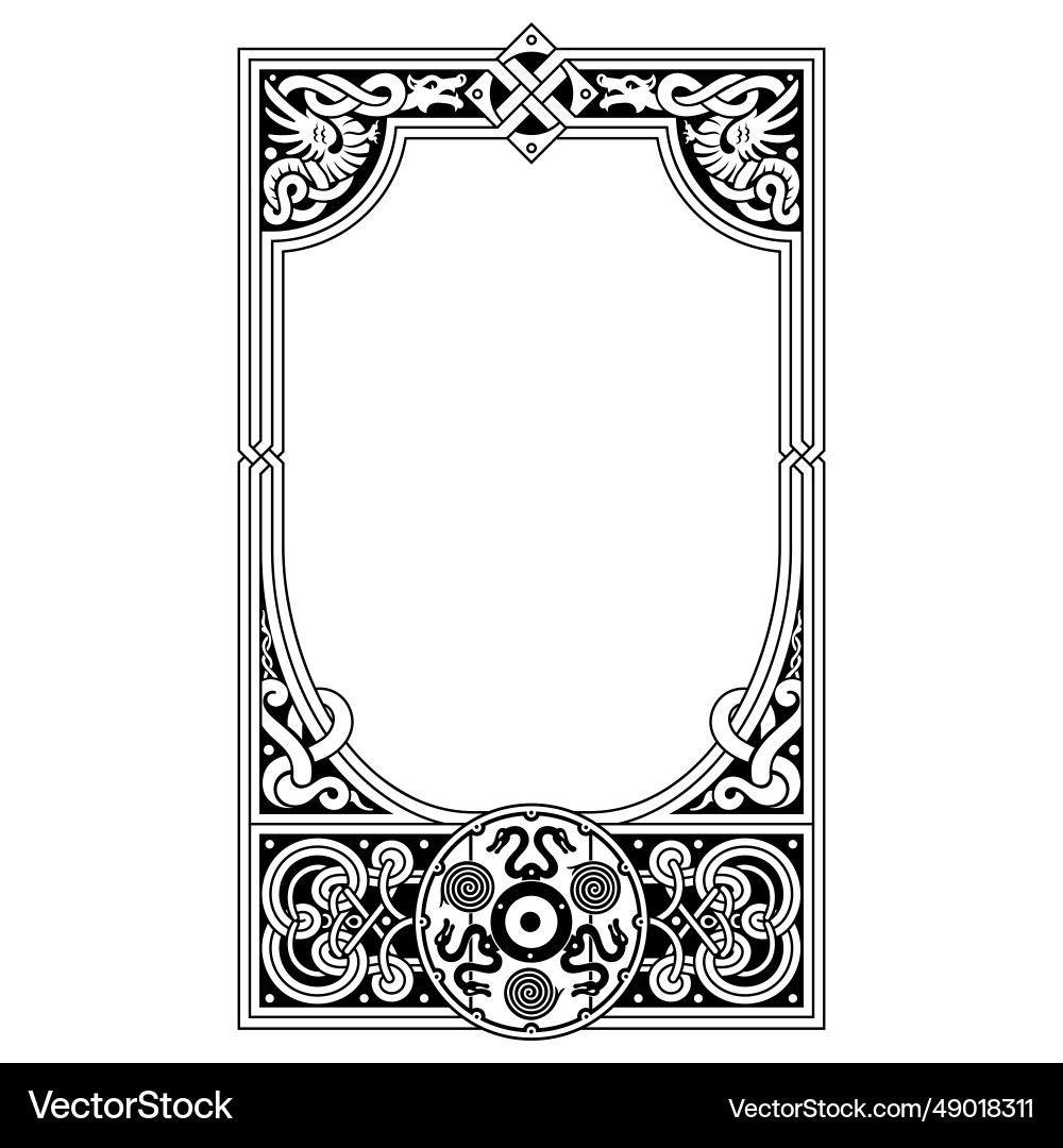 Scandinavian viking design hand drawn frame Vector Image