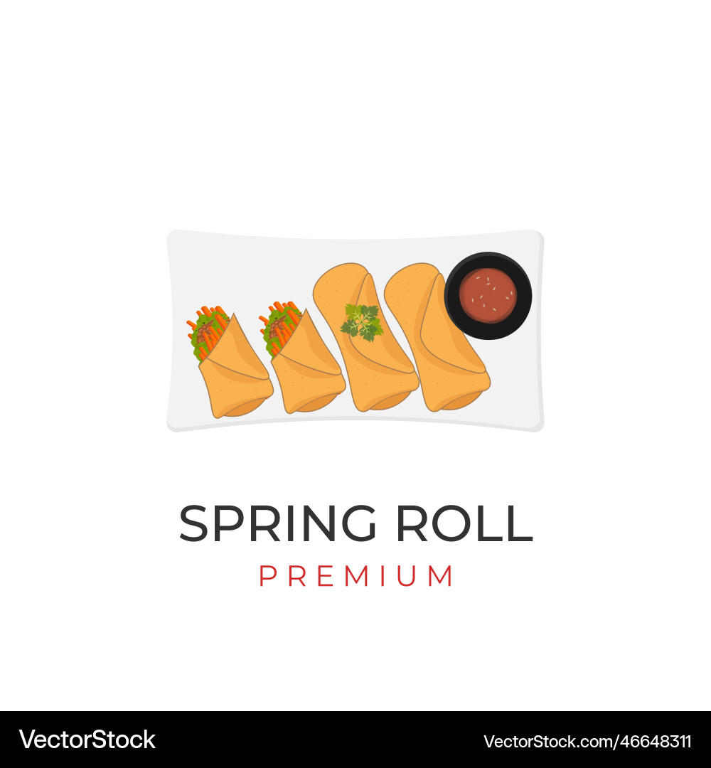 Spring roll lumpia with extra delicious sauce Vector Image