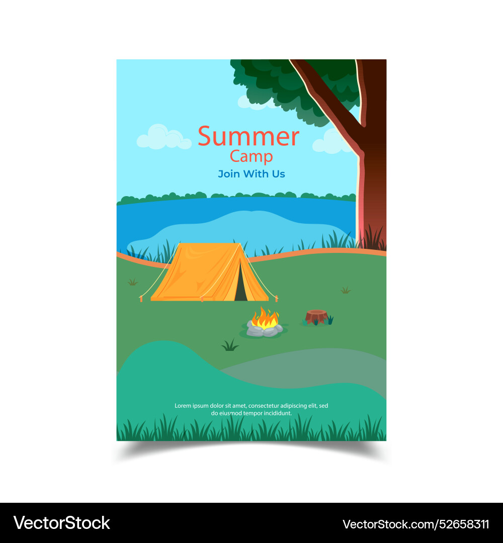 Summer camp flyer adventure de Royalty Free Vector Image
