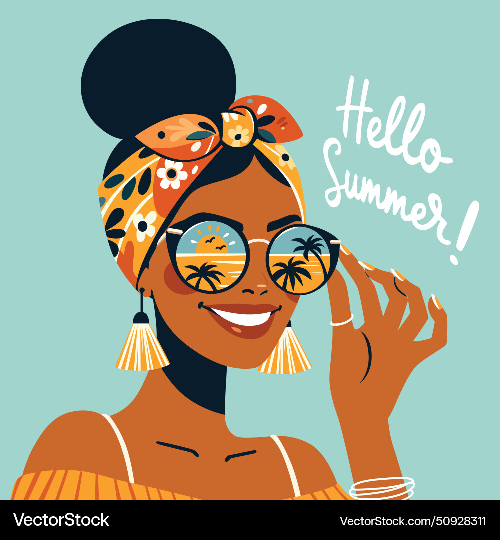 Woman enjoying summer flat design Royalty Free Vector Image