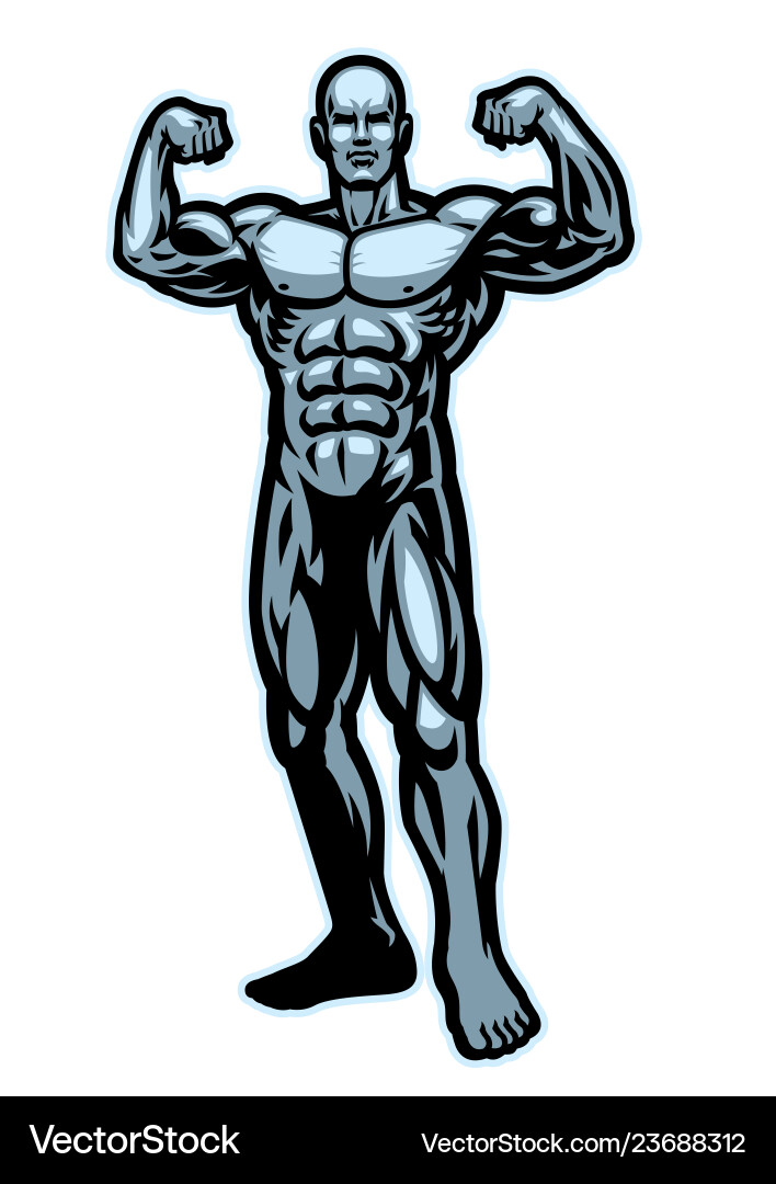 Bodybuilder flexing muscle pose Royalty Free Vector Image