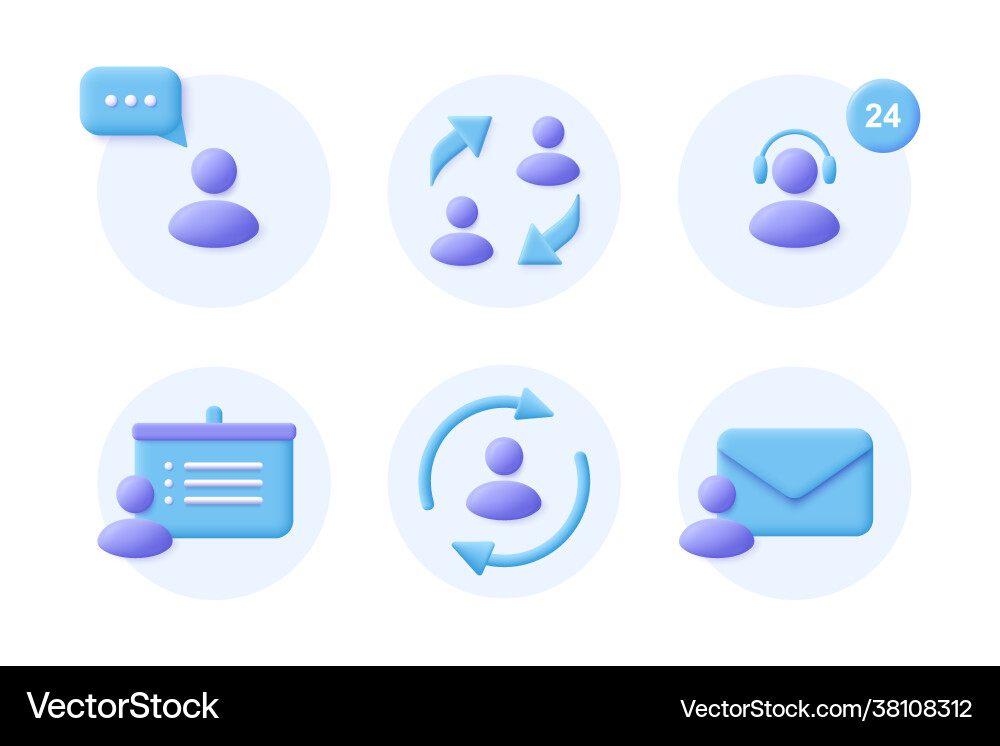 Business communication 3d realistic icon set Vector Image