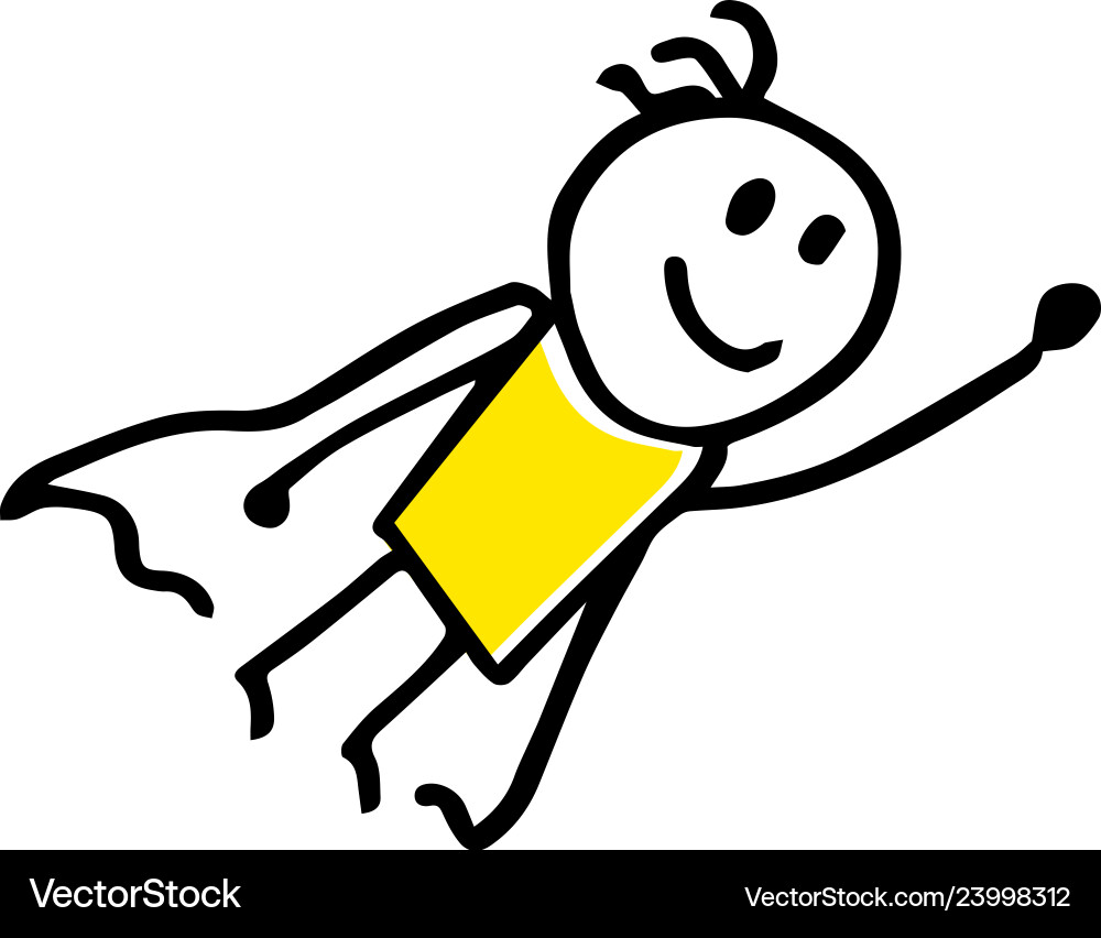 Cartoon Superhero Stick Figure Royalty Free Vector Image