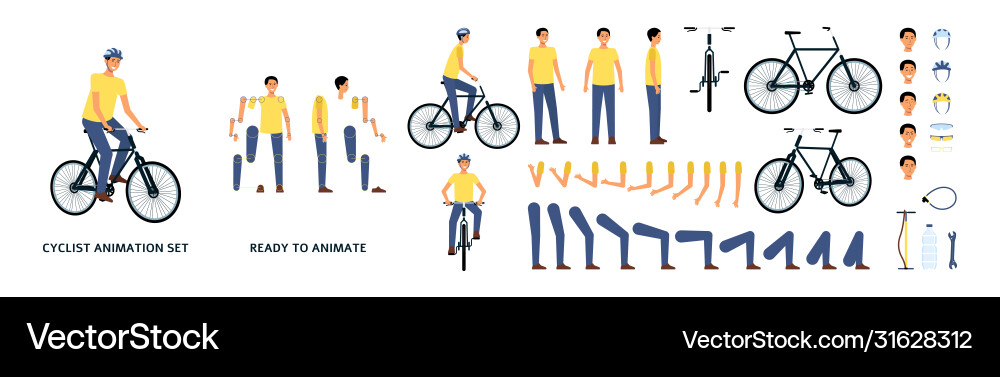 Cycling Character Animation Set Royalty Free Vector Image