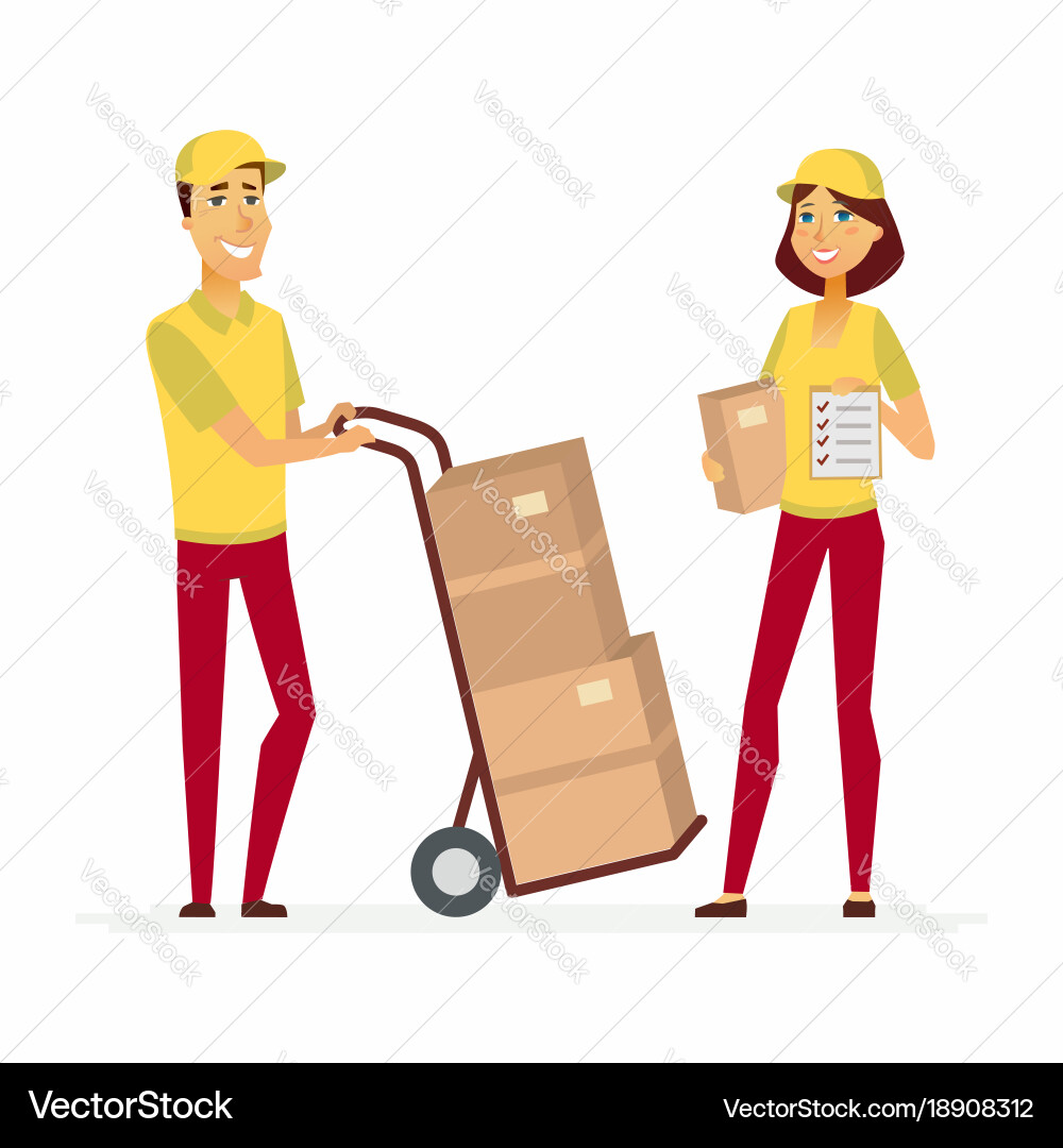 Delivery service workers - cartoon people Vector Image