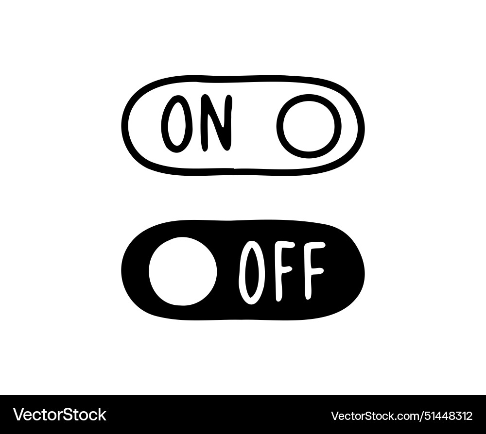 Hand drawn on off doodle icon switch button Vector Image