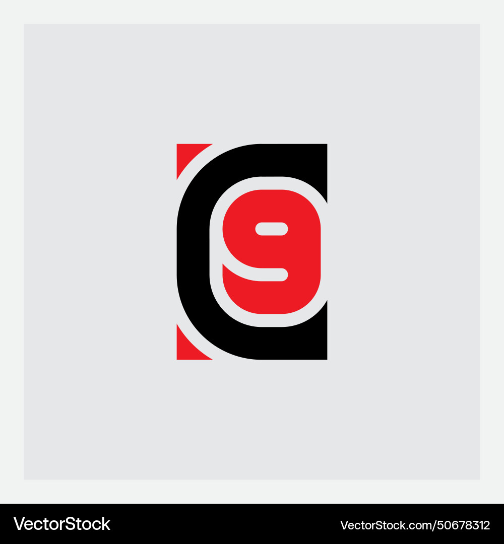 Letter c and number 9 nine - logo c9 logotype Vector Image