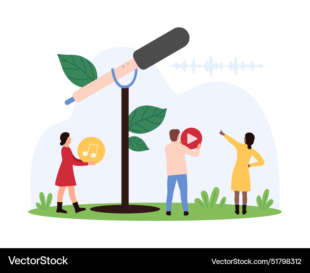 Studio recording of radio broadcasts interviews Vector Image