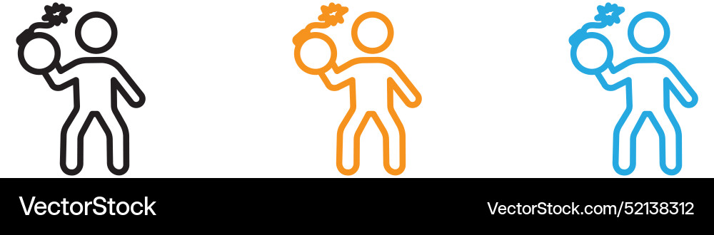 Terrorist with a bomb logo set collection for web Vector Image