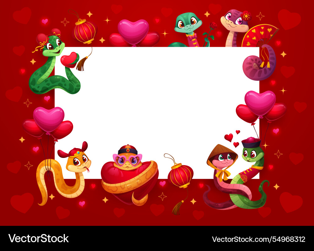 Valentine day banner with love hearts and snakes Vector Image