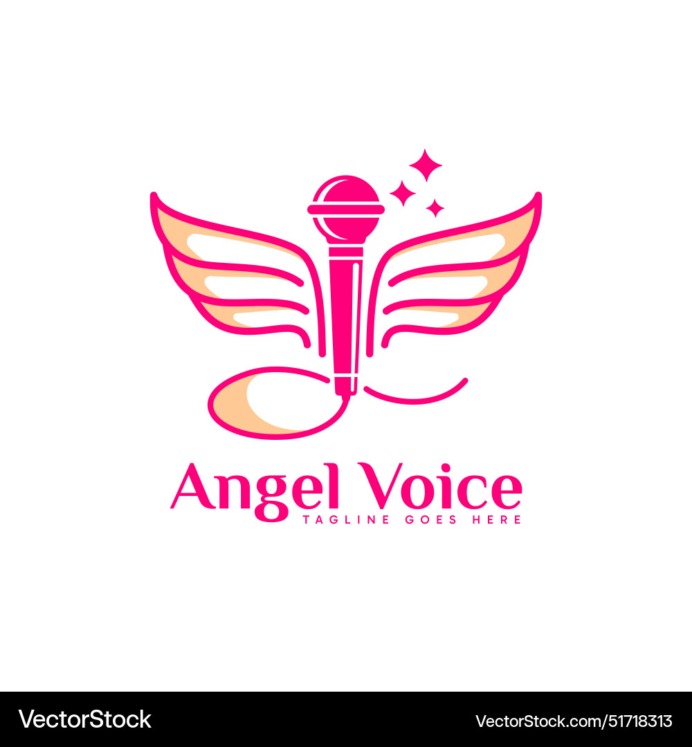 Angel wing logo design minimalist singing Vector Image