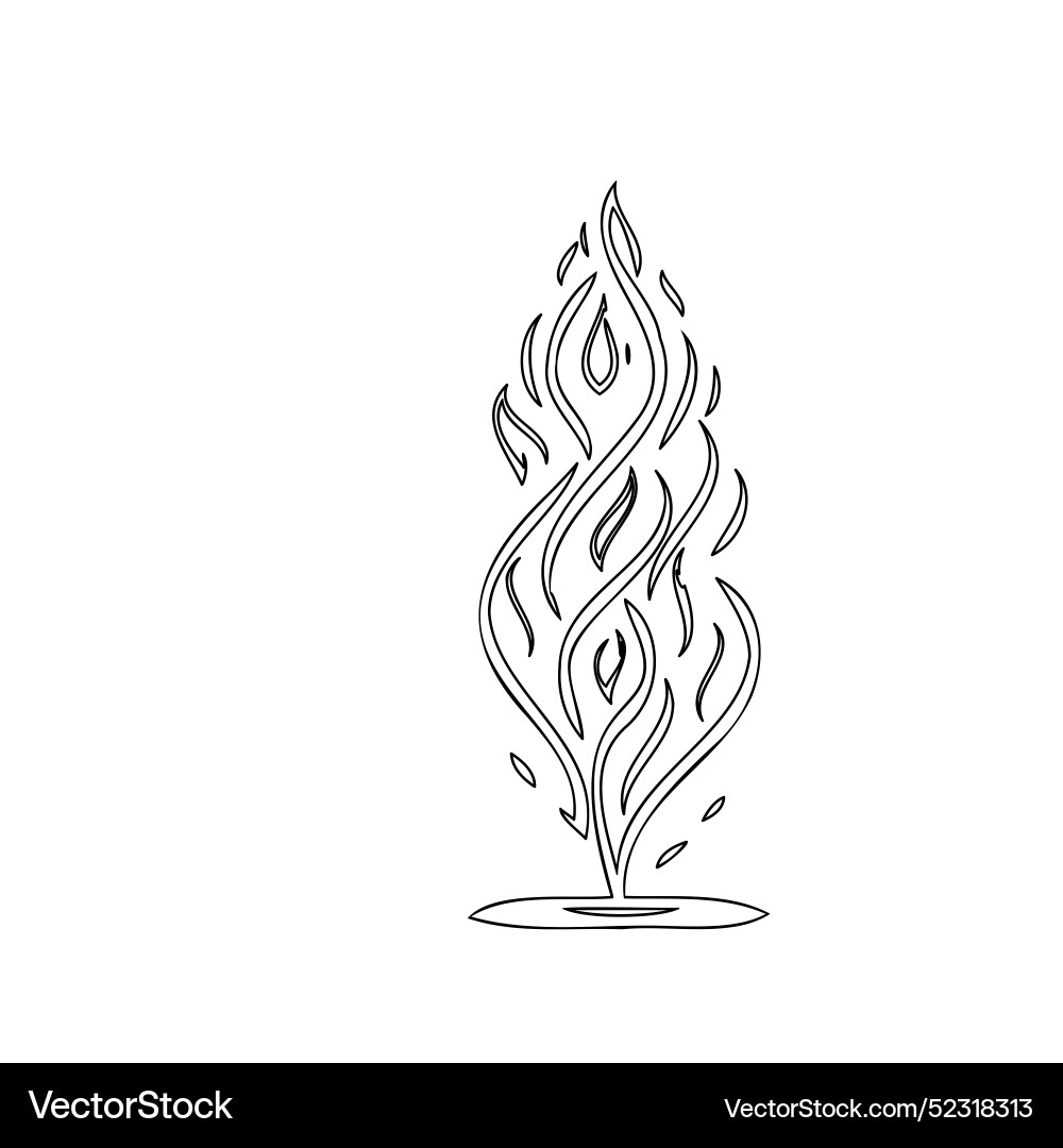 Candle flame fire heart outline sketch Royalty Free Vector