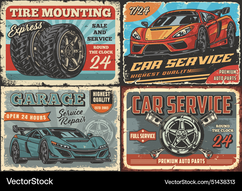 Car service colorful set stickers Royalty Free Vector Image
