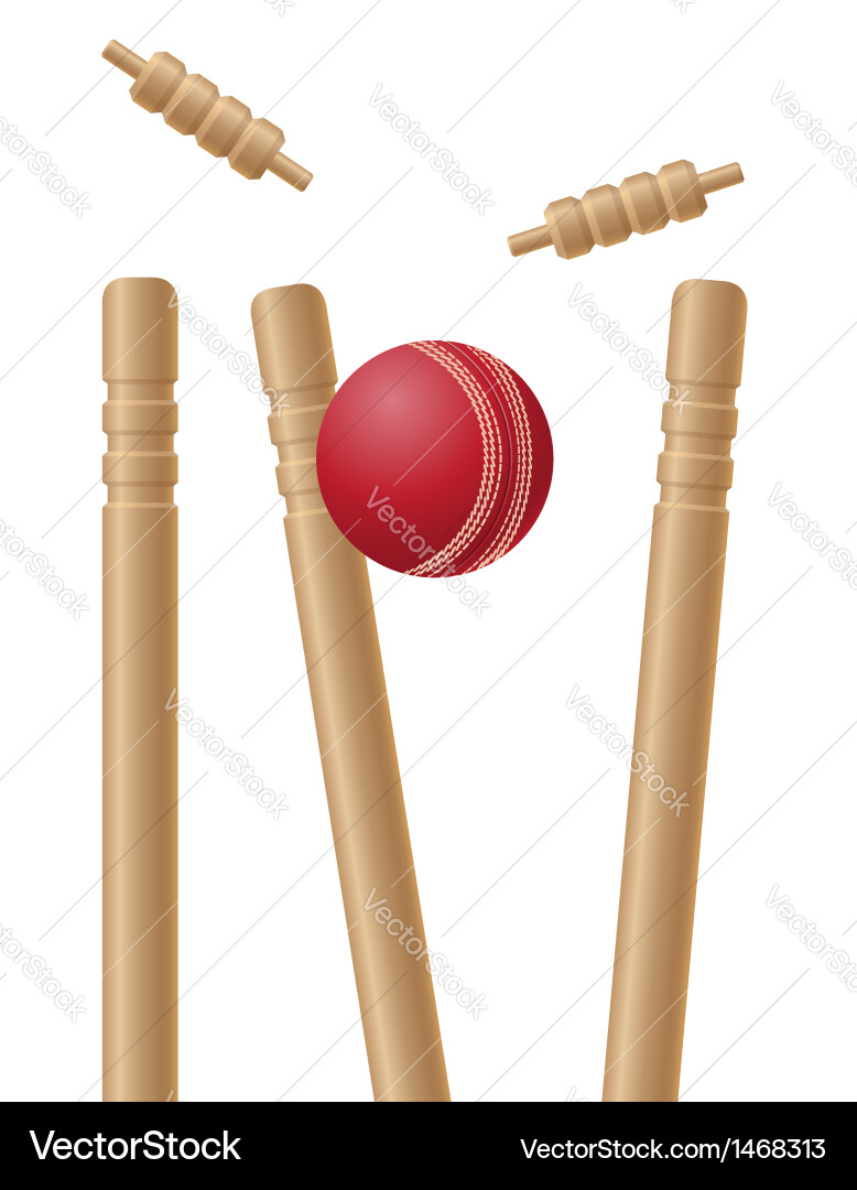 Cricket ball and wickets Royalty Free Vector Image