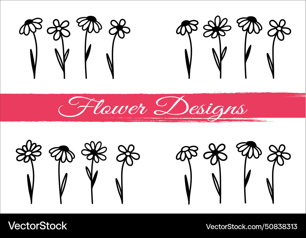 Floral bundle with patterns flowers Royalty Free Vector