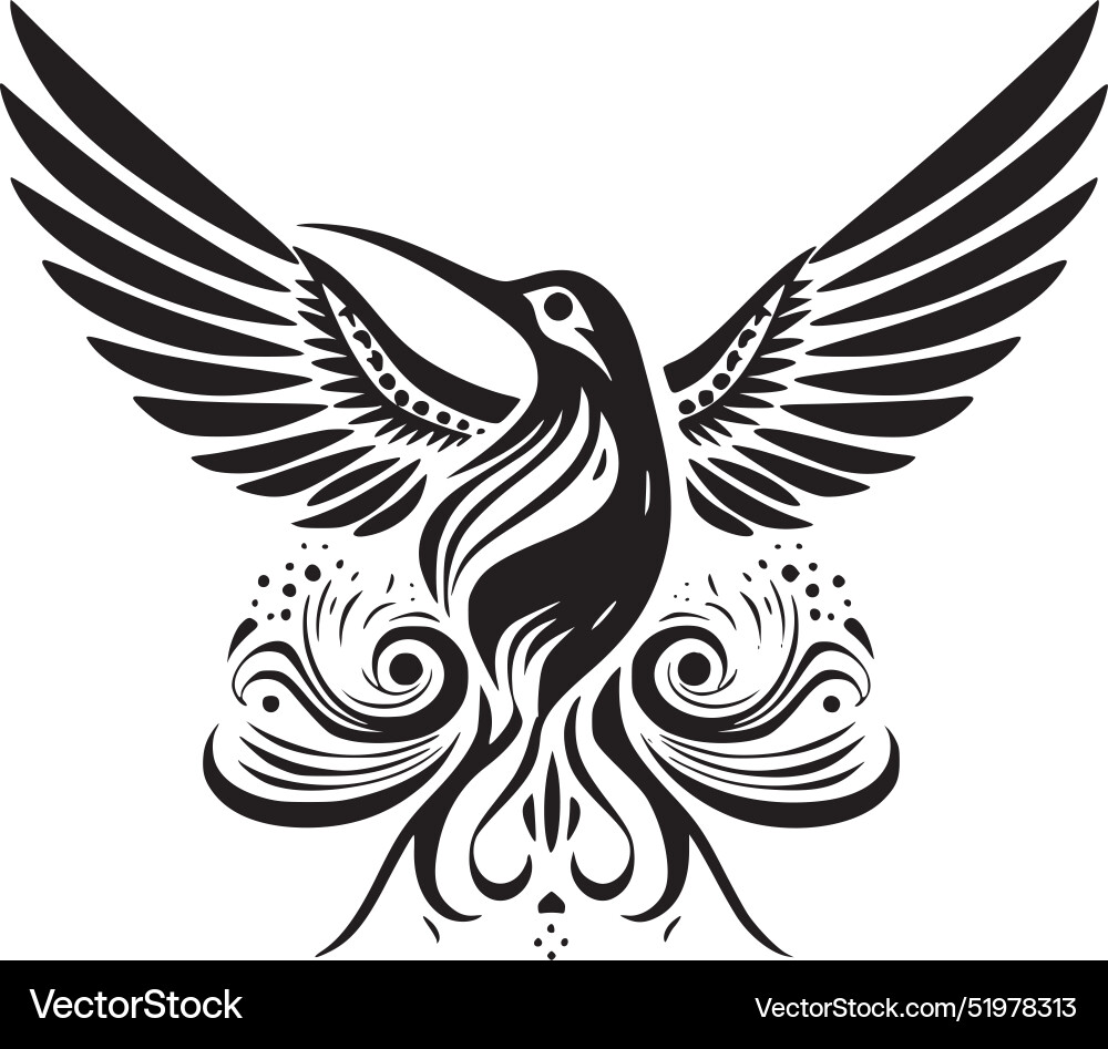 Hummingbird - black and white isolated icon Vector Image