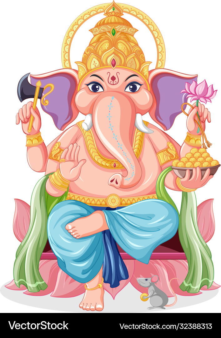 Lord ganesha cartoon style Royalty Free Vector Image