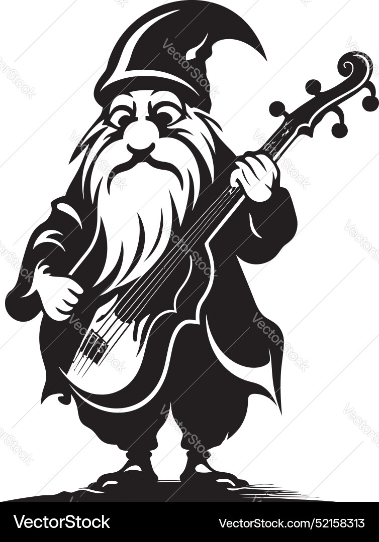 Melodic gnome logo design with violin whimsical Vector Image