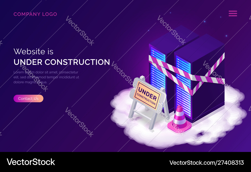 Website Maintenance Error - Under Construction Vector Image