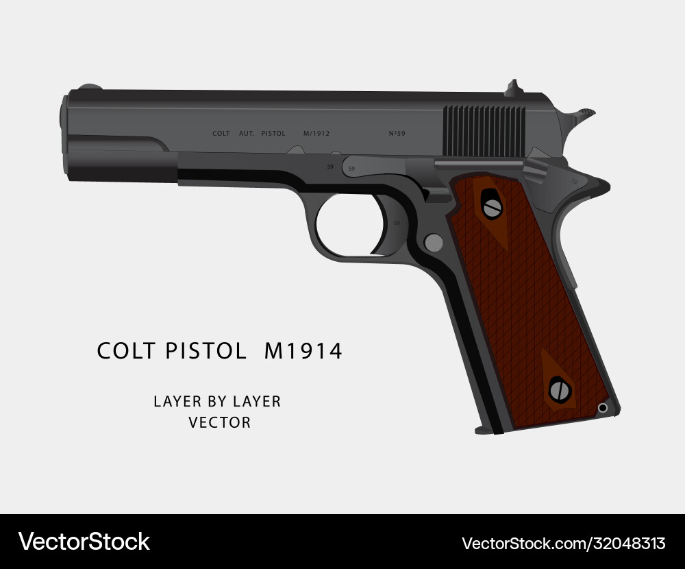 Ww2 colt pistol Royalty Free Vector Image - VectorStock