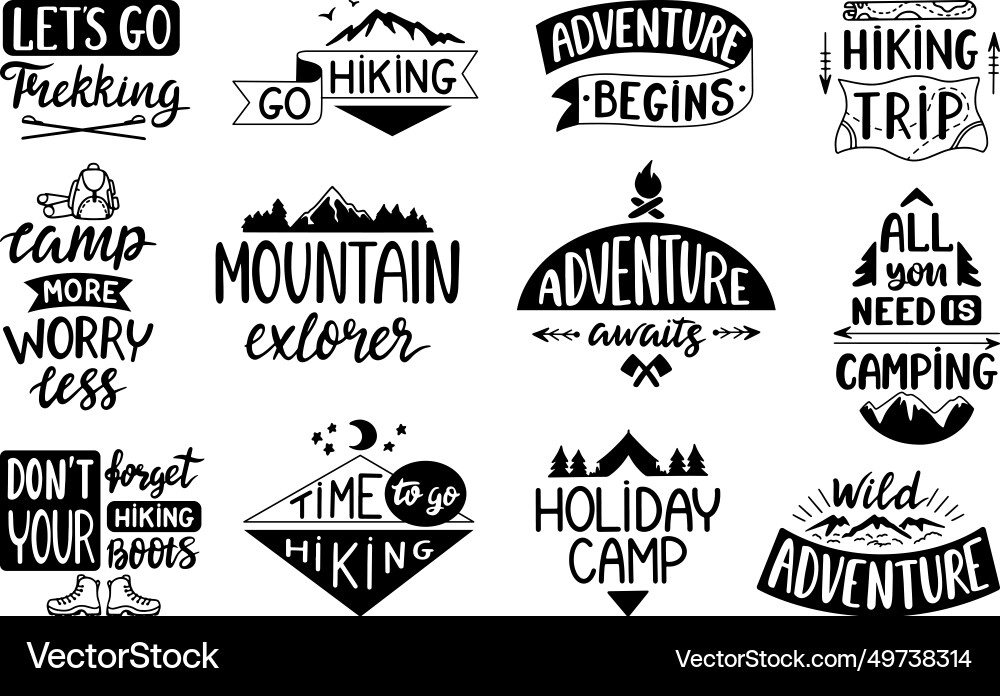 Adventure quote lettering black ribbons Royalty Free Vector