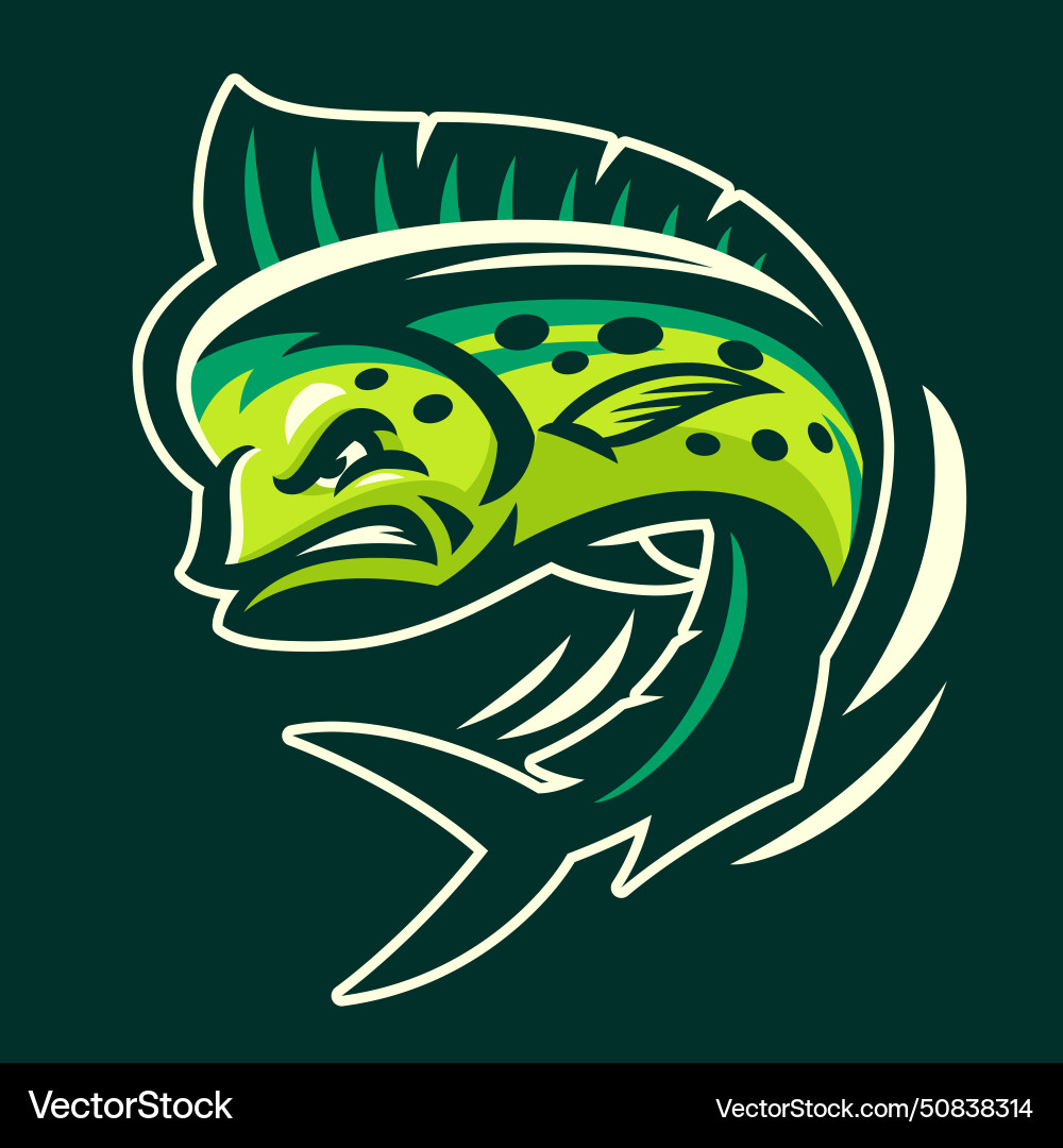 Angry mahi-mahi fish mascot Royalty Free Vector Image