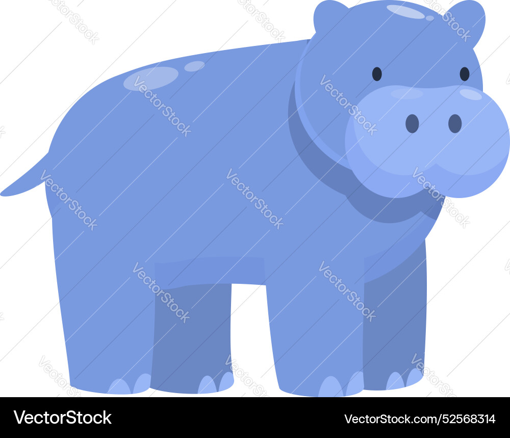 Blue hippopotamus standing still looking forward Vector Image