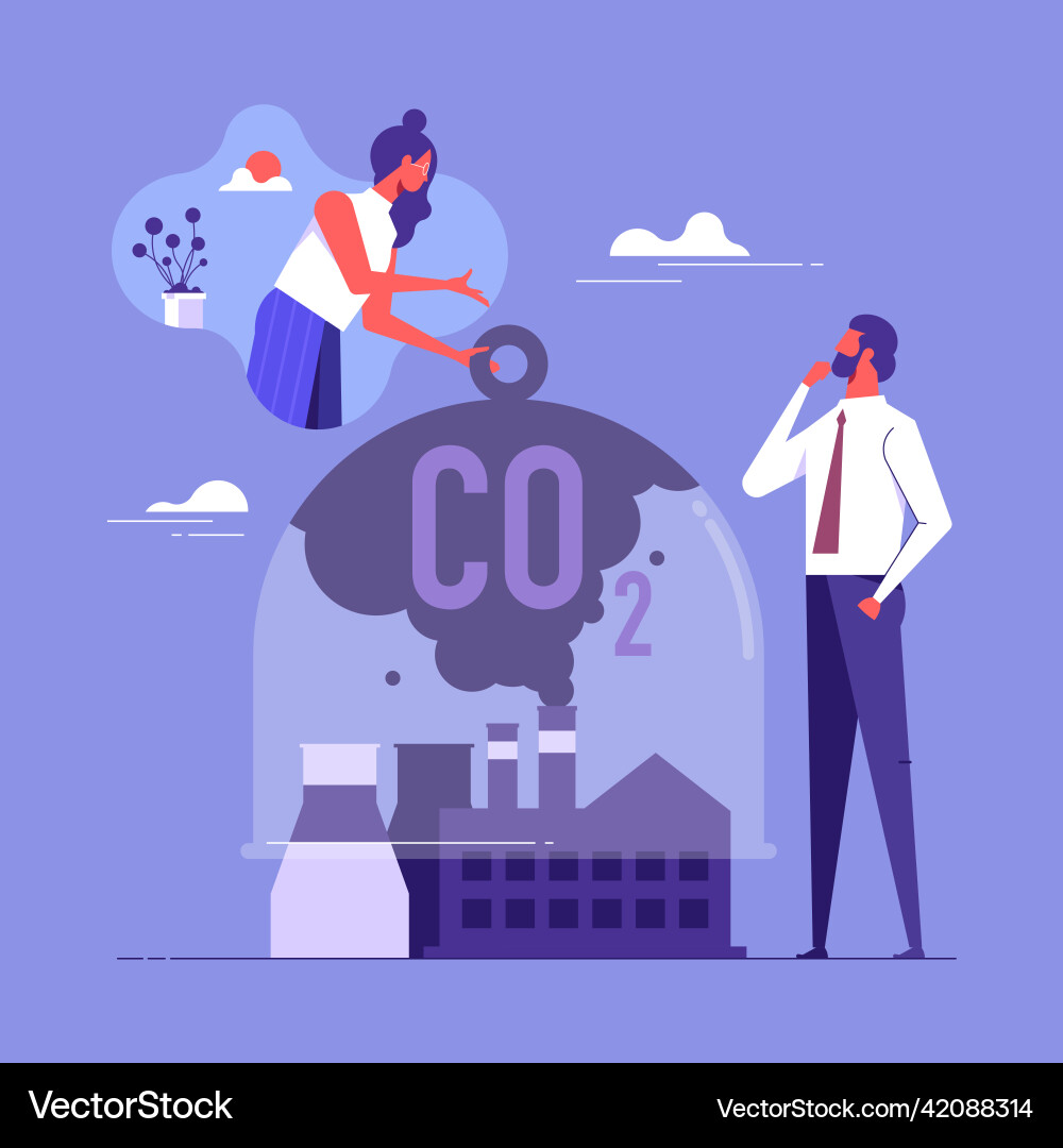 Carbon dioxide reduction concept Royalty Free Vector Image