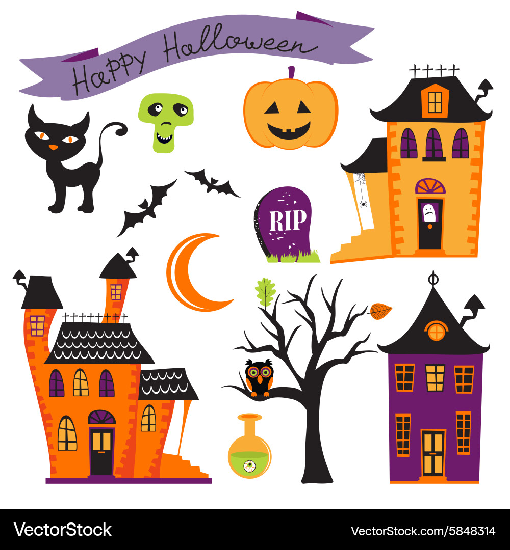 Cute halloween elements collection Royalty Free Vector Image Cute halloween elements collection Royalty Free Vector Image